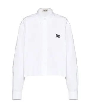 Miu Miu Cropped Logo Shirt - White