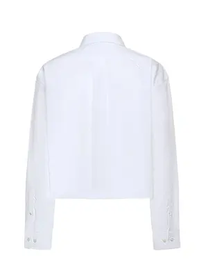 Miu Miu Cropped Logo Shirt - White