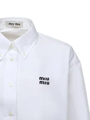Miu Miu Cropped Logo Shirt - White