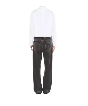 Miu Miu Cropped Logo Shirt - White