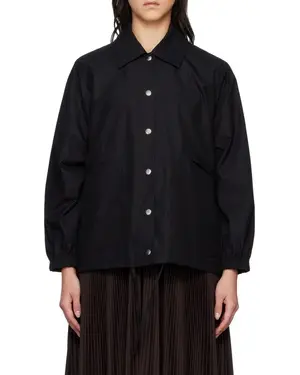JIL SANDER Logo-printed Drawstring Shirt Jacket - Black