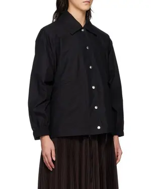 JIL SANDER Logo-printed Drawstring Shirt Jacket - Black