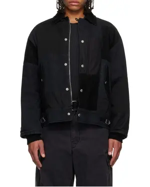 Comme Des Garçons Homme Tone-on-tone Patchwork Cotton Jacket - Black