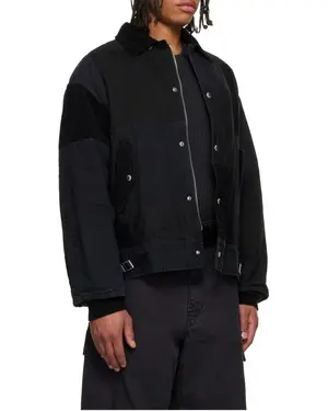 Comme Des Garçons Homme Tone-on-tone Patchwork Cotton Jacket - Black