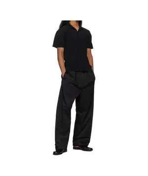 Issey Miyake Homme Plissé Short-sleeved Pleated Polo Shirt - Black