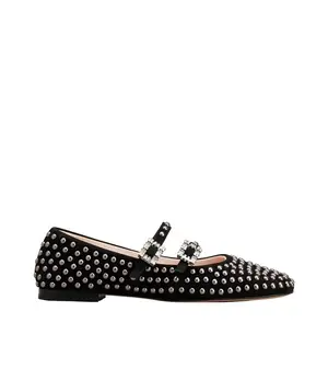 ROGER VIVIER Studded Embellished Buckle Strap Flats