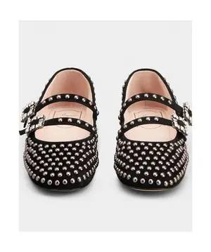 ROGER VIVIER Studded Embellished Buckle Strap Flats