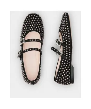 ROGER VIVIER Studded Embellished Buckle Strap Flats