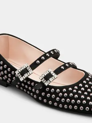 ROGER VIVIER Studded Embellished Buckle Strap Flats