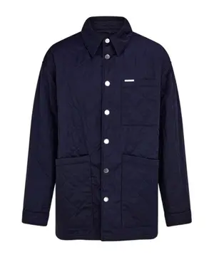 FERRAGAMO Quilted Shirt Jacket - Navy