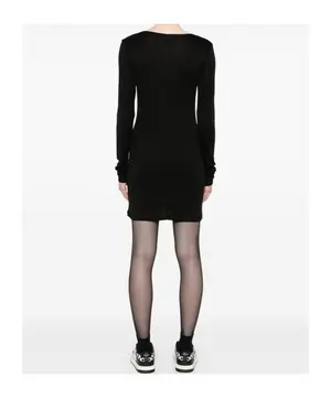 Miu Miu Long-sleeved Mini Dress With Logo Patch