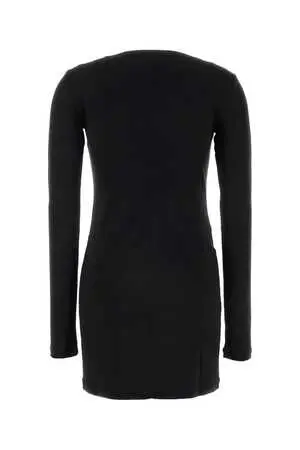 Miu Miu Long-sleeved Mini Dress With Logo Patch