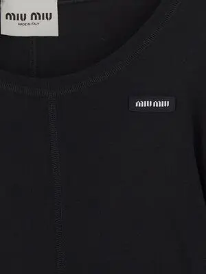 Miu Miu Long-sleeved Mini Dress With Logo Patch