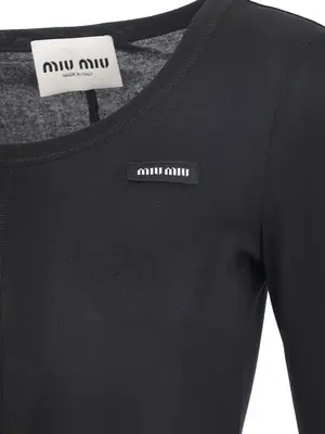 Miu Miu Long-sleeved Mini Dress With Logo Patch