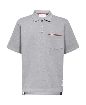 Thom Browne Rwb Pocket Trim Polo Shirt - Light Gray