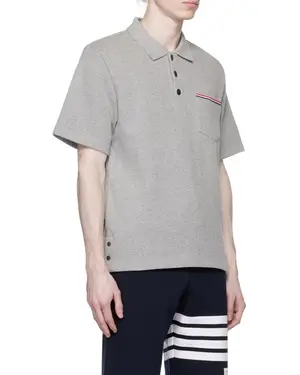 Thom Browne Rwb Pocket Trim Polo Shirt - Light Gray