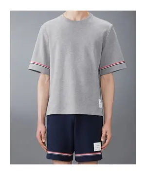 Thom Browne Rwb-stripe Crewneck T-shirt - Grey