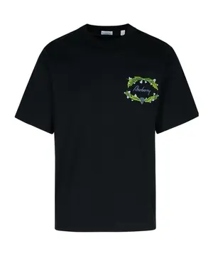 Burberry Logo Embroidered Crewneck T-shirt - Black