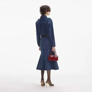 SELF-PORTRAIT Cropped Denim Jacket With Epaulettes