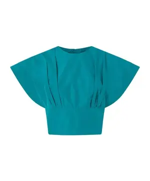 Pinko Asparago Cropped Taffeta Top - Green