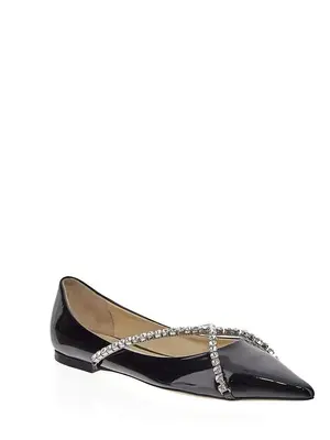 JIMMY CHOO Pointed Toe Embellished Flat Shoes