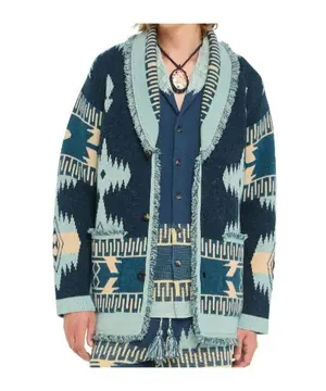 Alanui Icon Jacquard Cardigan - Blue
