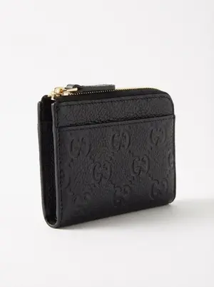 Gucci Gg Emblem Zip Card Case - Black