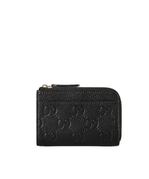 Gucci Gg Emblem Zip Card Case - Black