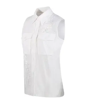 P.a.r.o.s.h Sleeveless Embroidered Shirt - White