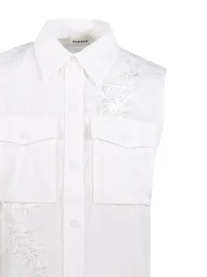 P.a.r.o.s.h Sleeveless Embroidered Shirt - White