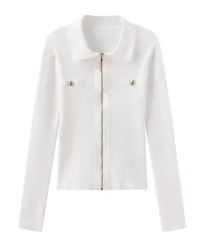 Marissa Chiara Zip-up Jacket With Lapel Collar - White