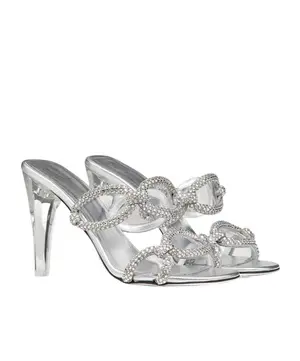 Valentino Garavani Chain 1967 Embellished Metallic Napa Leather Mules