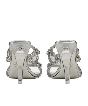 Valentino Garavani Chain 1967 Embellished Metallic Napa Leather Mules