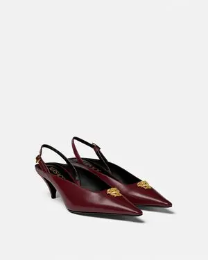 Versace Pointed-toe Slingback Pumps - Burgundy