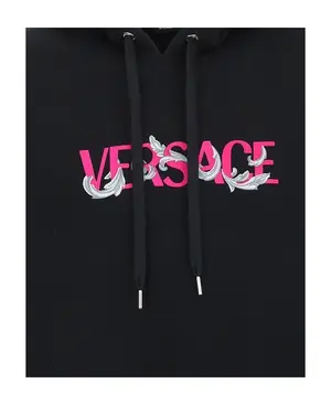 Versace Logo Embroidered Long Sleeve Hoodie