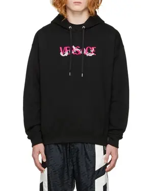 Versace Logo Embroidered Long Sleeve Hoodie