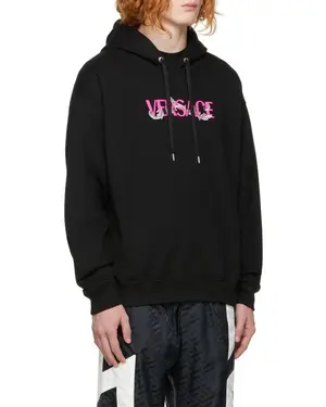Versace Logo Embroidered Long Sleeve Hoodie