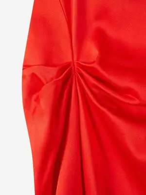 Victoria Beckham Short Sleeve Gown With Ruffled Collar And Fitted Waist