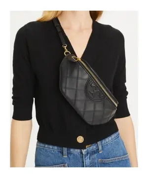Tory Burch Fleming Logo Embossed Belt Bag - Black