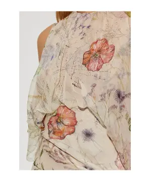 Alexander McQueen Sleeveless Floral Print Draped Dress