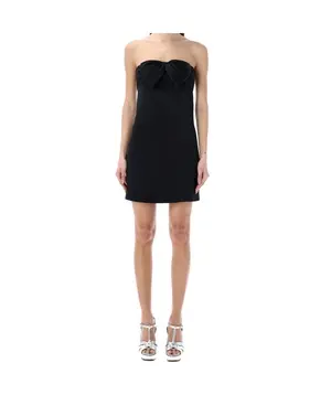 Saint Laurent Bow-detailed Strapless Zipped Mini Dress