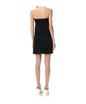 Saint Laurent Bow-detailed Strapless Zipped Mini Dress
