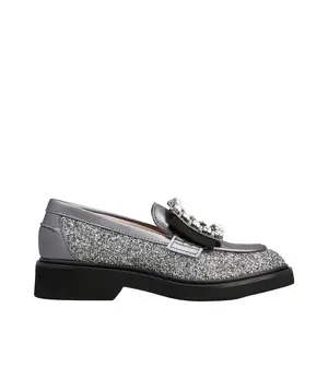ROGER VIVIER Embellished Loafers - Silver/black