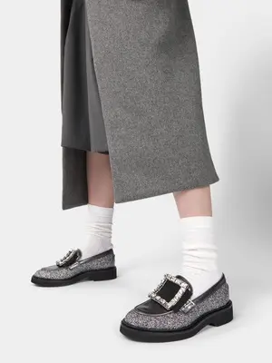 ROGER VIVIER Embellished Loafers - Silver/black