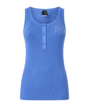 Pinko Sleeveless Ribbed Knit Button-front Tank Top