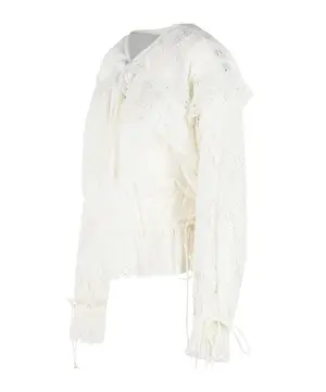 Isabel Marant Étoile Long-sleeved Lace Blouse With Pom-poms - No
