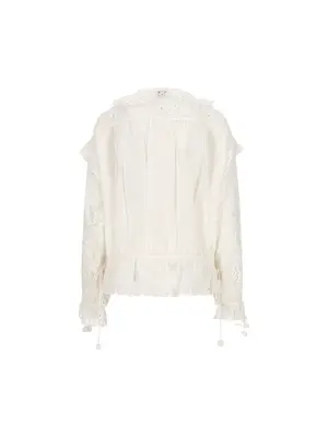 Isabel Marant Étoile Long-sleeved Lace Blouse With Pom-poms - No