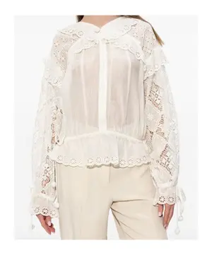 Isabel Marant Étoile Long-sleeved Lace Blouse With Pom-poms - No