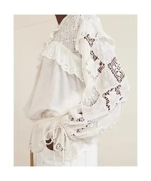 Isabel Marant Étoile Long-sleeved Lace Blouse With Pom-poms - No