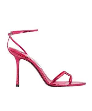 JIMMY CHOO Leo 100 Wrap Leather Sandals - Pink